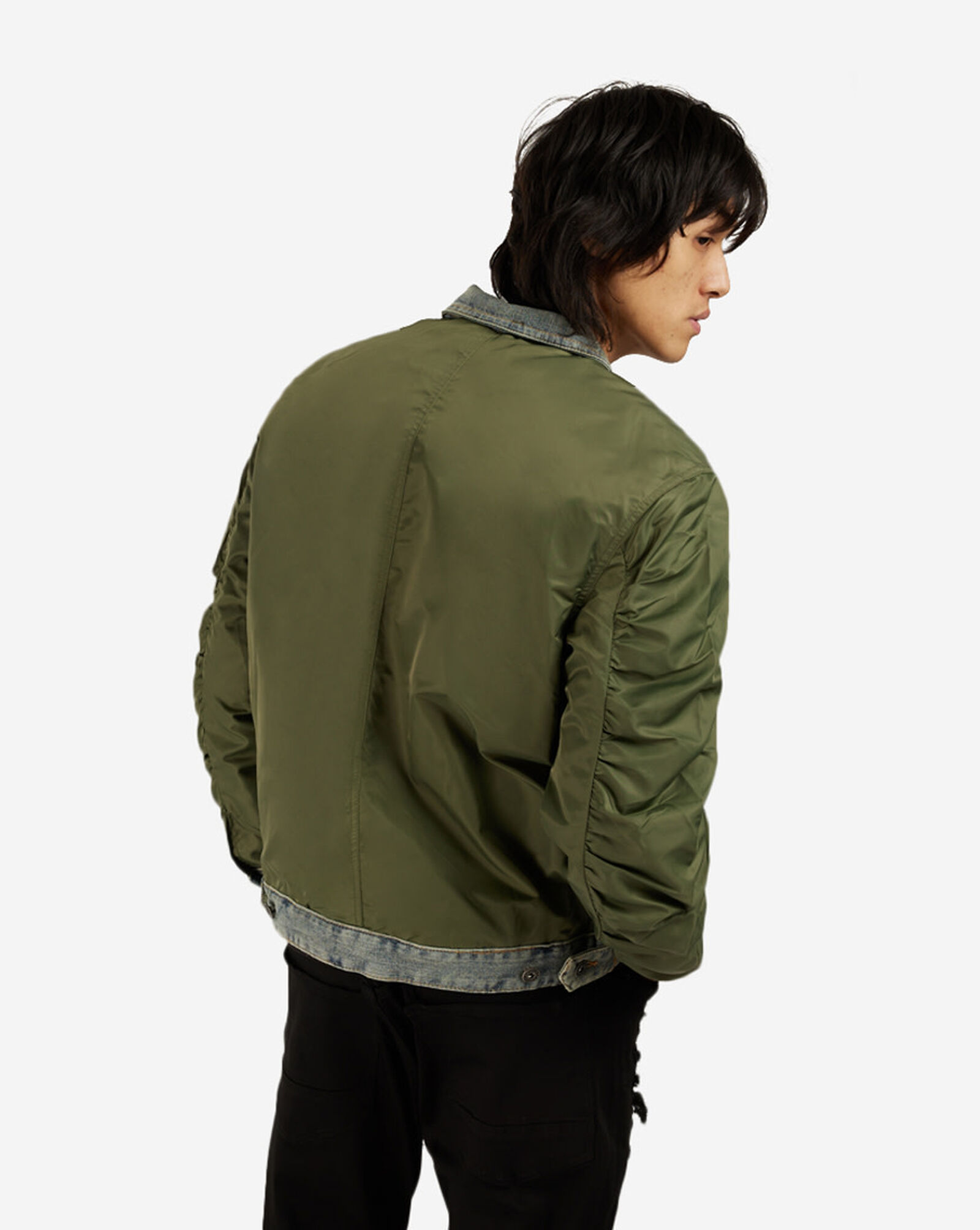 Shop Smoke Rise Nylon Denim Jacket JJ23731SNZ-OLV green | SNIPES USA