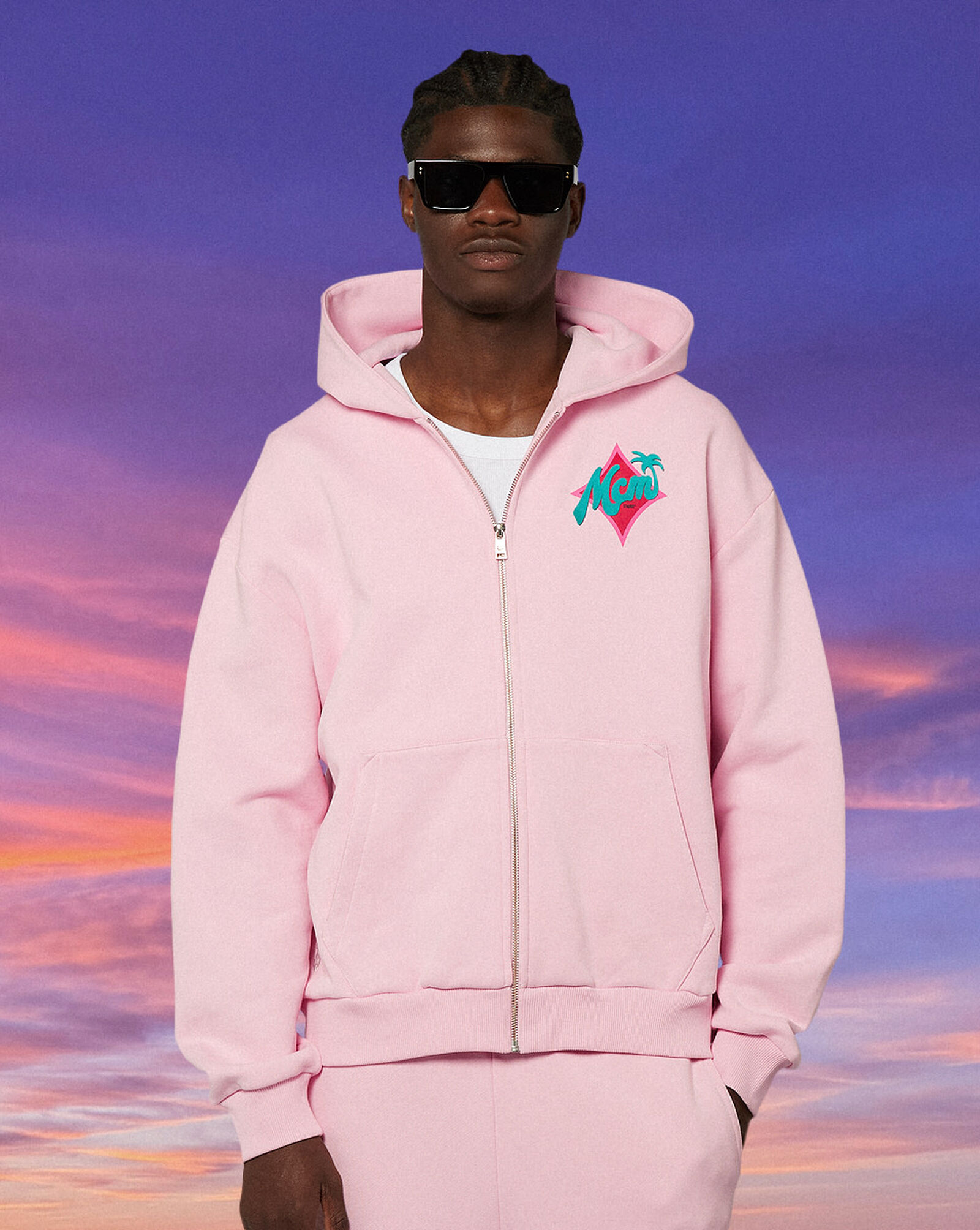 Shop MCM MCM x SNIPES Palm Zip Hoodie SFM252-006-2-ROS pink | SNIPES USA