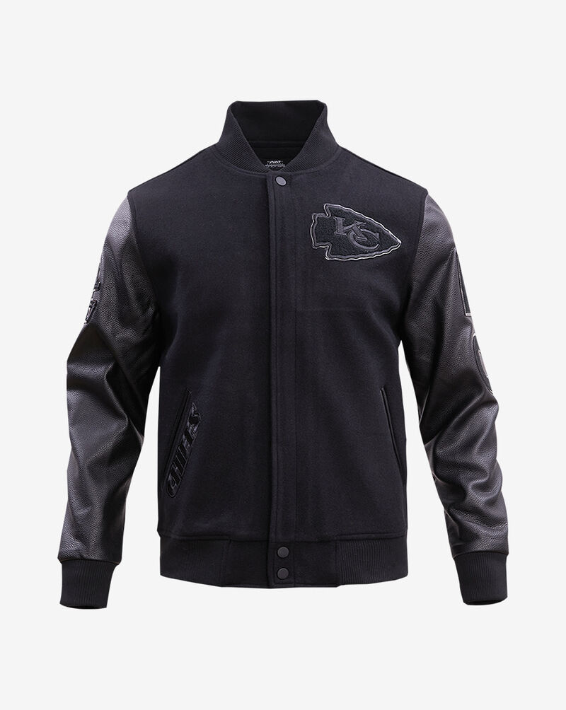 Shop PRO STANDARD Kansas City Chiefs Triple Black Wool Varsity Jacket ...