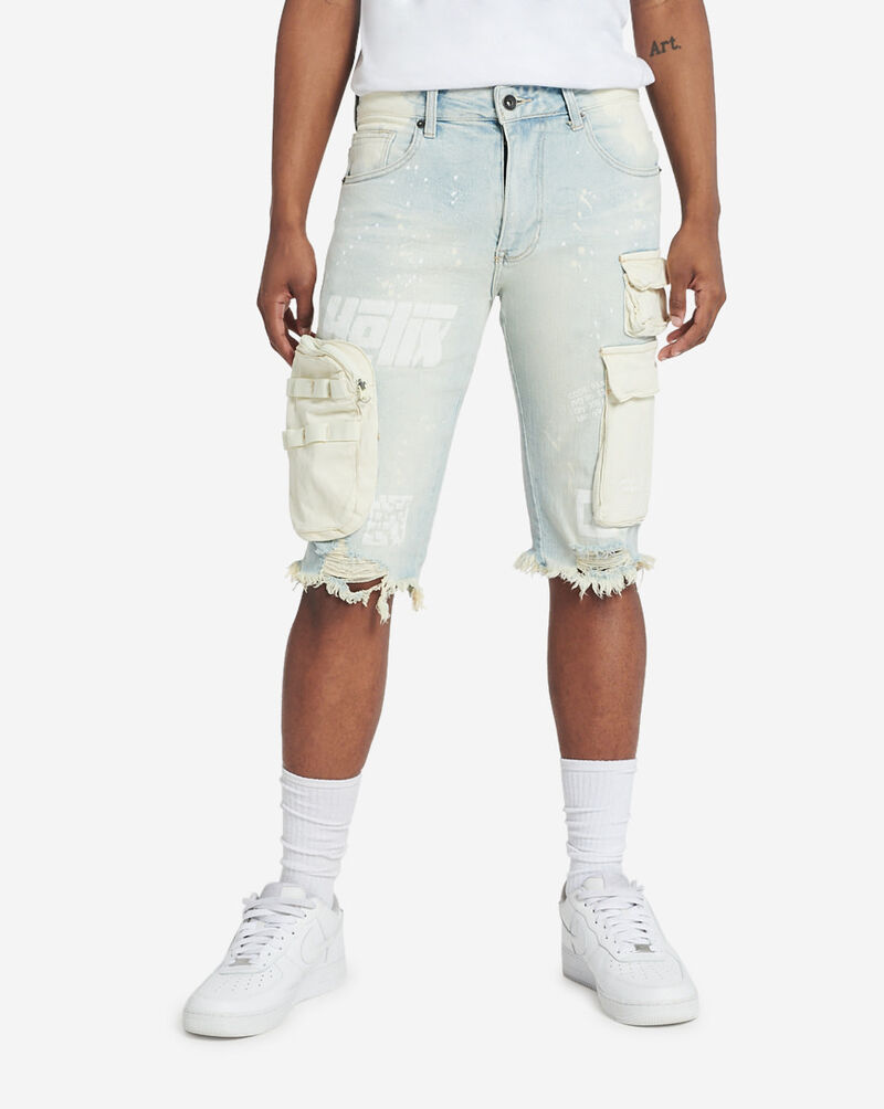 Shop SMOKE RISE Denim Cargo Shorts JS22237J-NBL blue | SNIPES USA