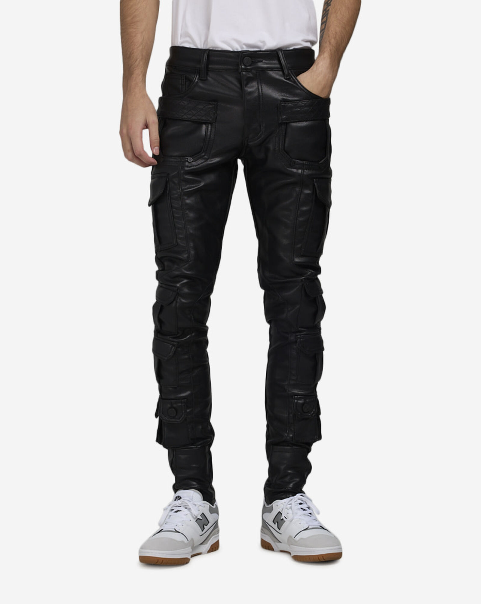 Shop GUAPI Obsidian Cargo Leather Pant OBSIDIAN-BLK-CARGO black ...