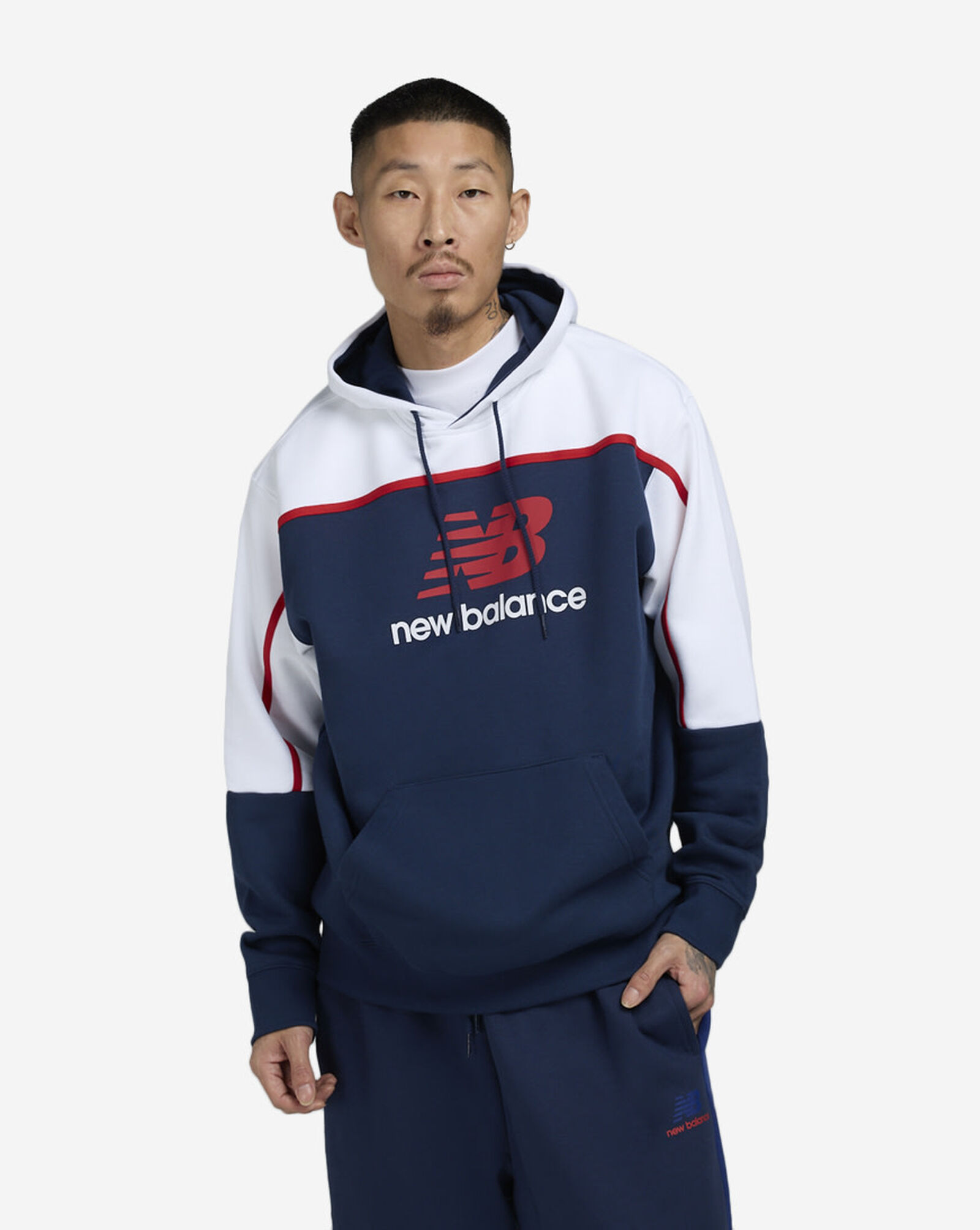 Shop New Balance Colorblock Hoodie MT43524-NNY blue | SNIPES USA