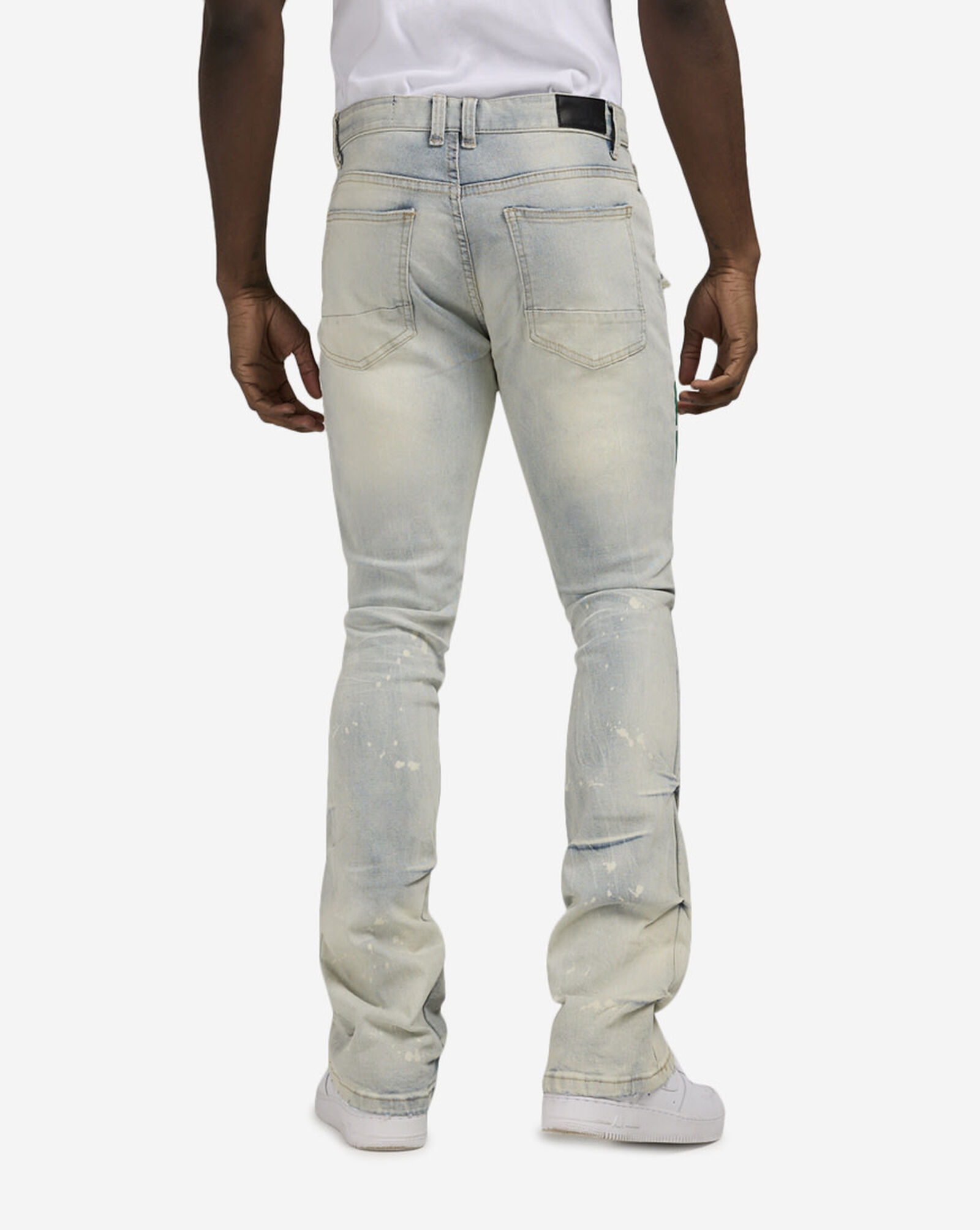 Shop Smoke Rise Stacked Flare Graphic Jeans JP23728SNZ-BLU blue ...