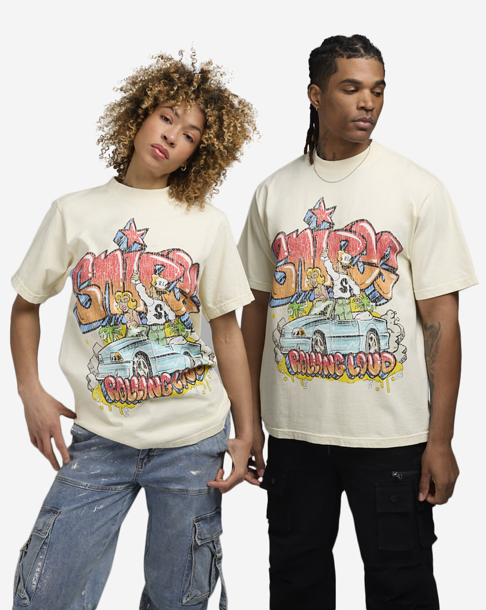 Shop SNIPES Rolling Loud X Snipes Graffiti Tee RLGRAFFITICRM beige ...