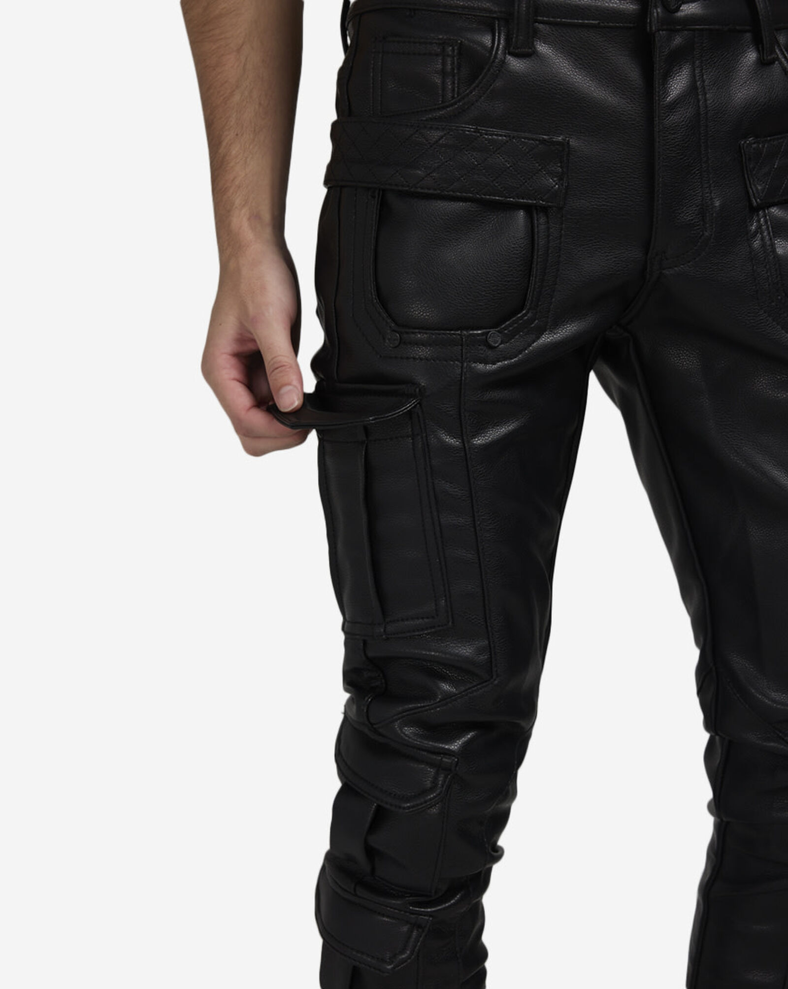 Shop GUAPI Obsidian Cargo Leather Pant OBSIDIAN-BLK-CARGO black ...