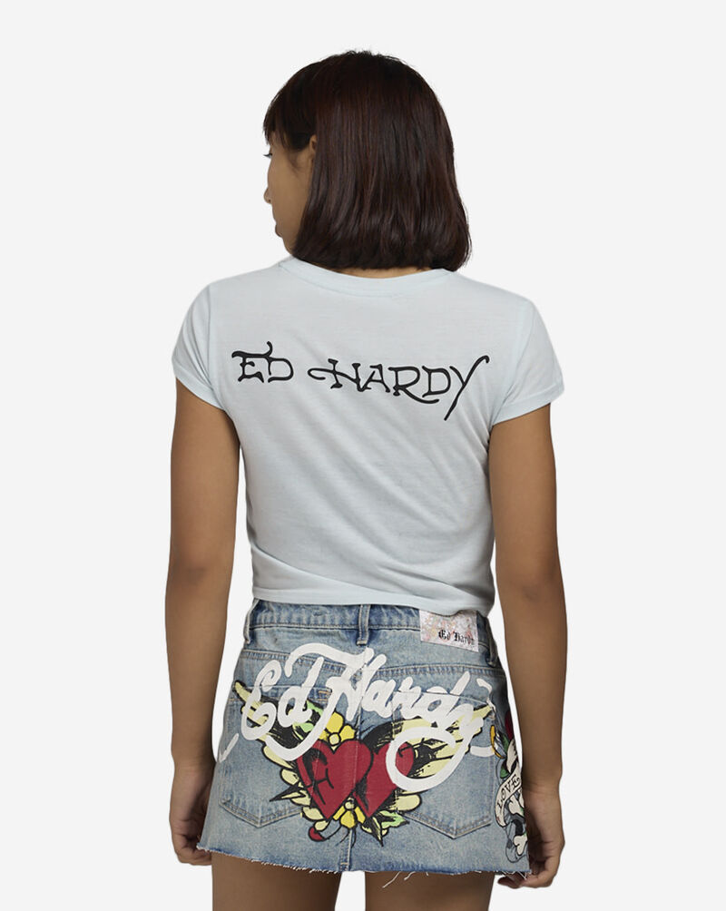 Shop Ed Hardy Twice Shy Rhinestone Baby Tee EHW1104-120RS-ARBLU white ...