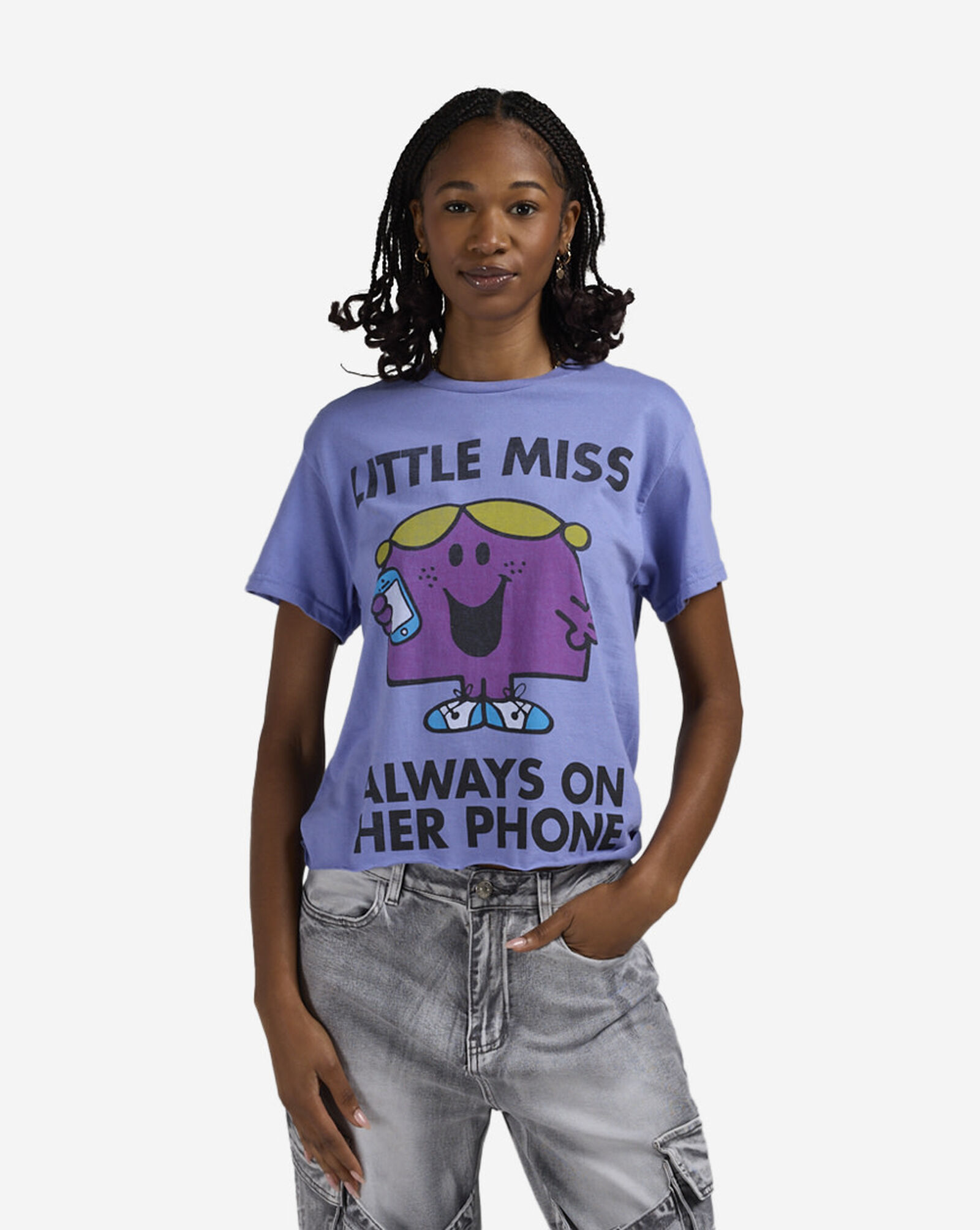 Shop Graphic Tees Little Miss Phone Cropped Tee MMM2320CR purple ...