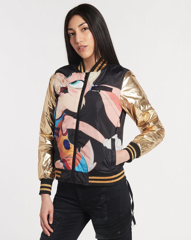 Shop MEMBERS ONLY Lola Tune Squad Varsity Jacket MWL170117-BLK black ...