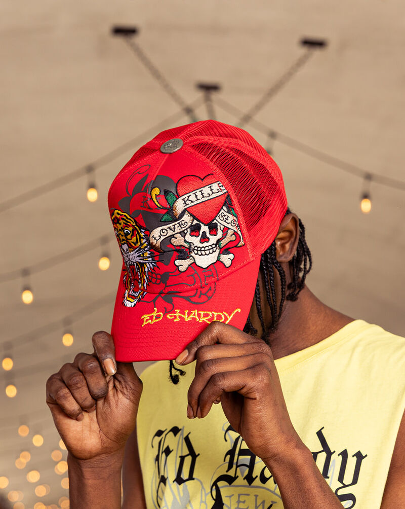 Shop Ed Hardy Tiger Skull Hat EHH0001-53 red | SNIPES USA