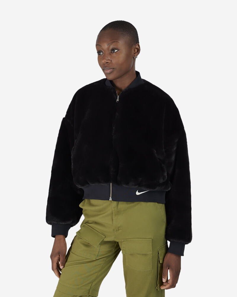 Shop Nike NSW Reversible Faux Fur Bomber Jacket FB8692-010 black ...