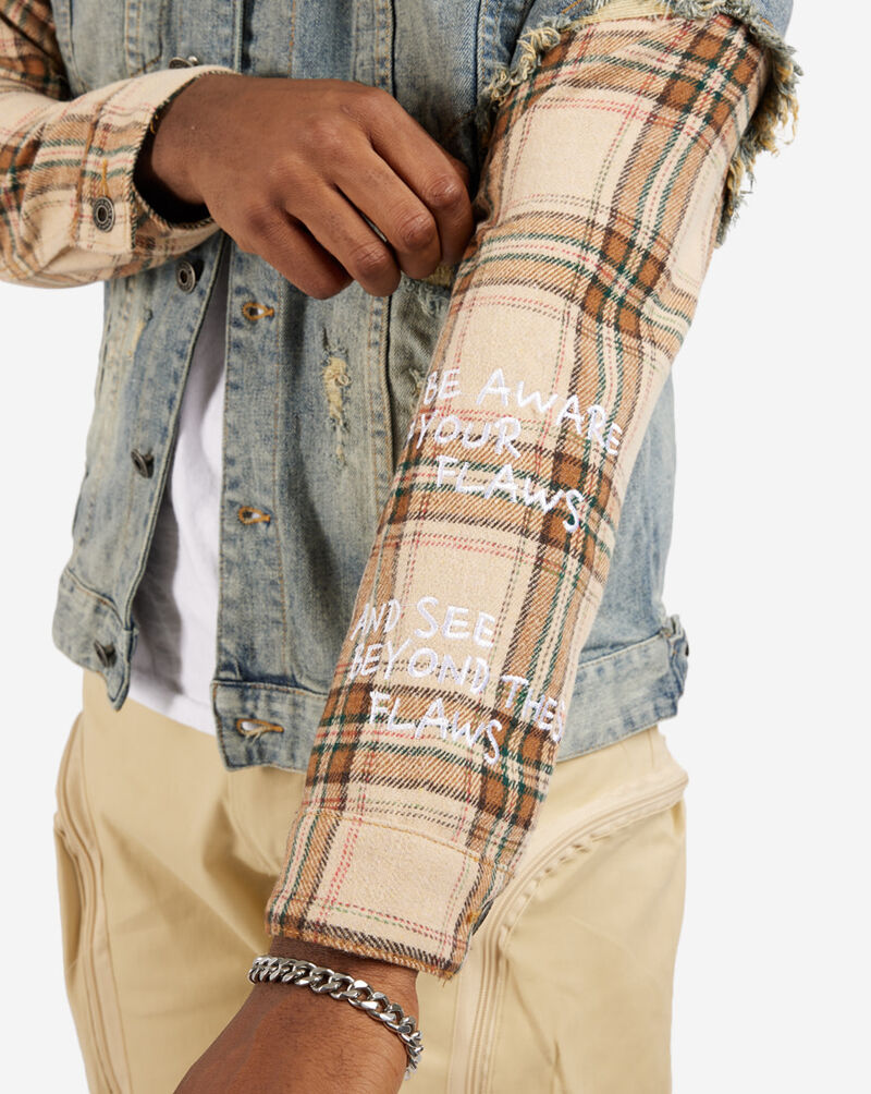 Shop Smoke Rise Plaid Denim Jacket JJ22619-HBL blue | SNIPES USA