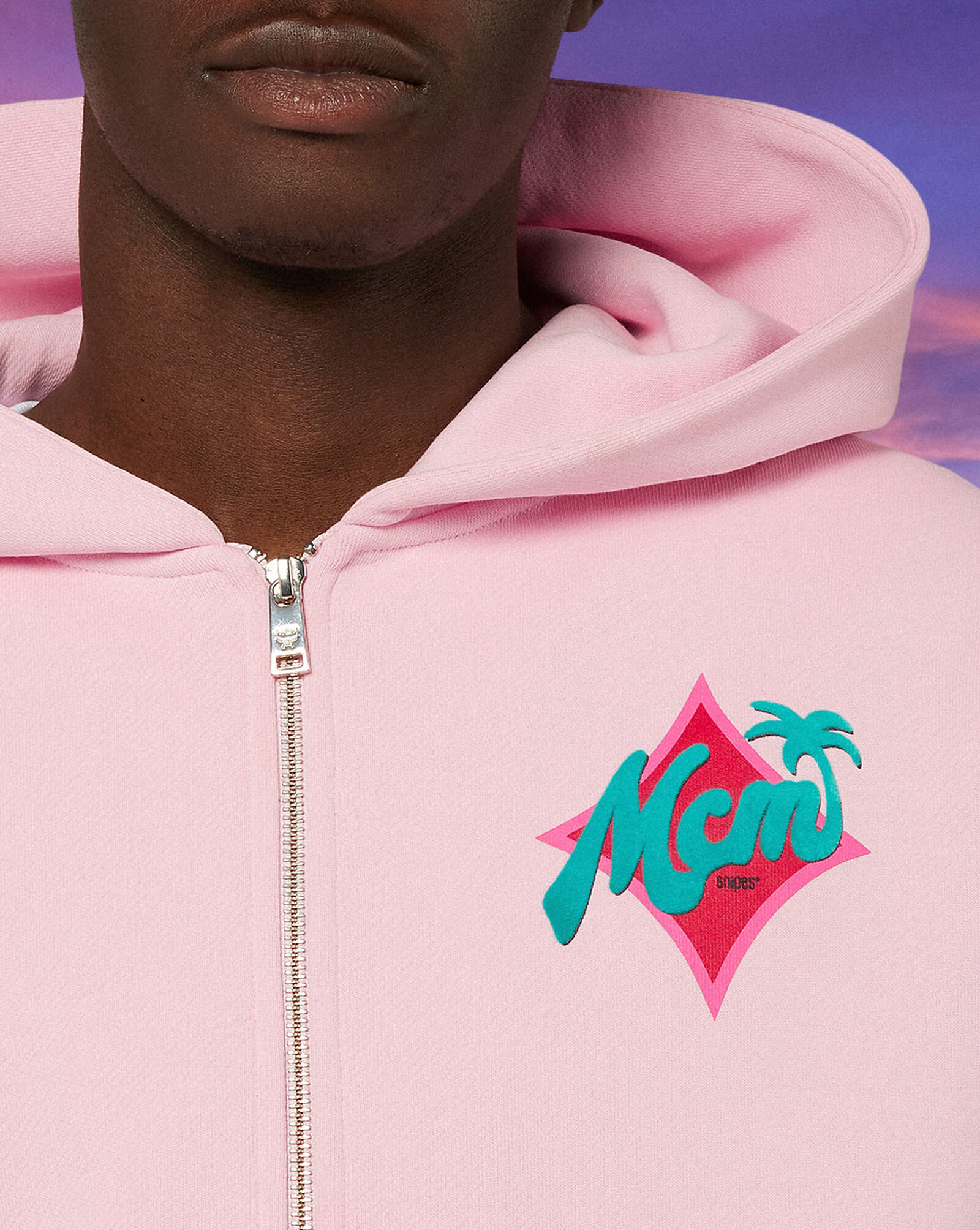 Shop MCM MCM x SNIPES Palm Zip Hoodie SFM252-006-2-ROS pink | SNIPES USA