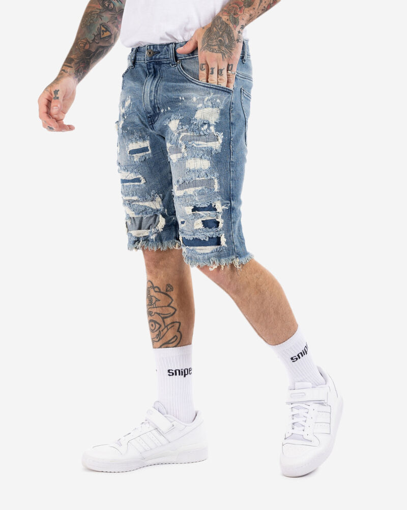 Shop Smoke Rise Rip Tear Denim Shorts JS-22231-PBL blue | SNIPES USA