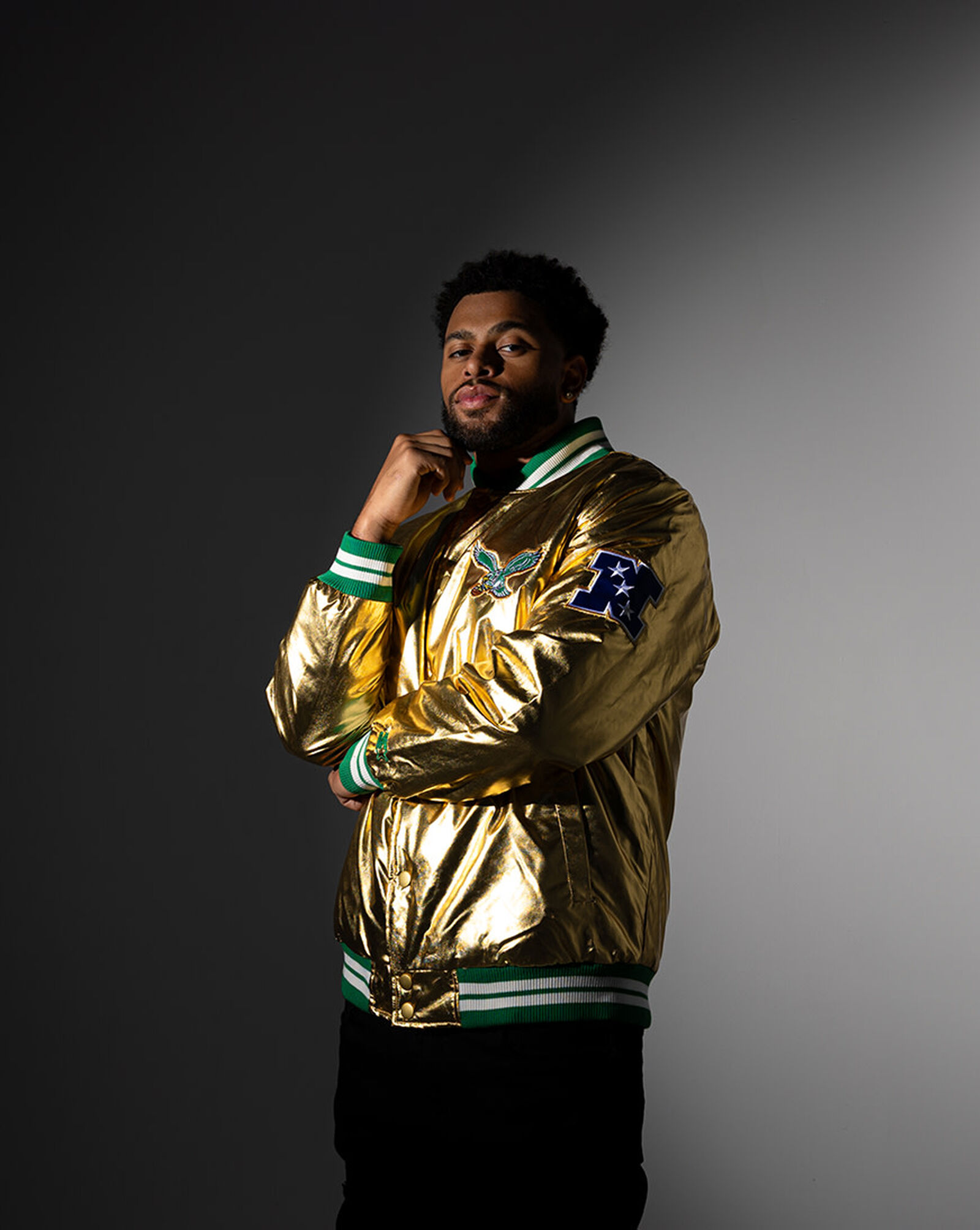 Shop Starter Philadelphia Eagles Satin Jacket LS3L0853-EAG gold ...