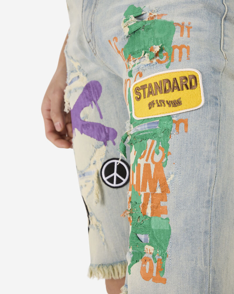 Shop Smoke Rise Plaid Backing Denim Shorts JS24242SN-BLU blue | SNIPES USA