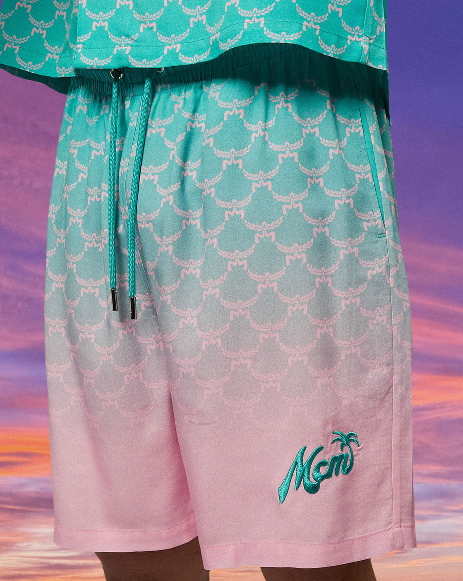 Shop MCM MCM x SNIPES Gradient Resort Shorts SFM252-010-1-ROS pink ...