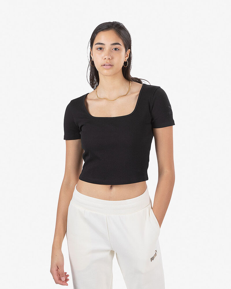 Shop PUMA Classics Ribbed Fitted Tee 531611-01 black | SNIPES USA