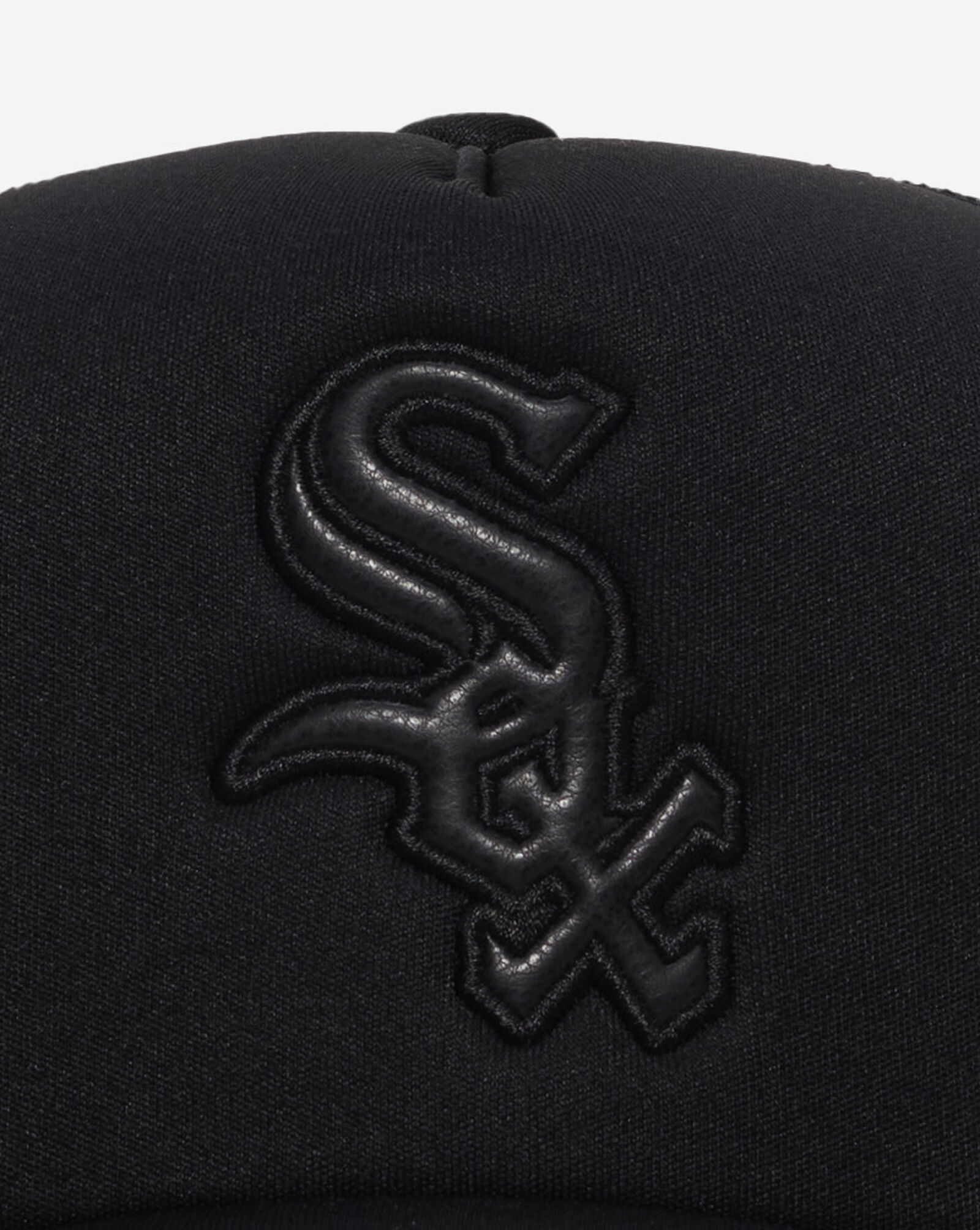 Shop Mitchell Ness Chicago White Sox Trucker Leather Logo Adjustable Hat HT17173-CWSBLCK black ...