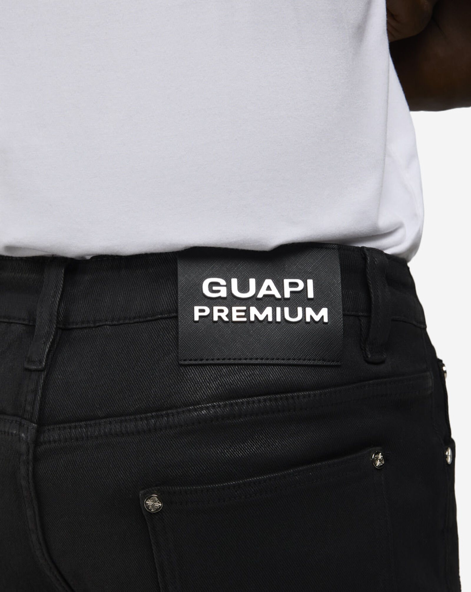 Shop Guapi Monogram Embellished Denim Jeans OBSIDIAN-BLK-ICON-EMB-DNM ...