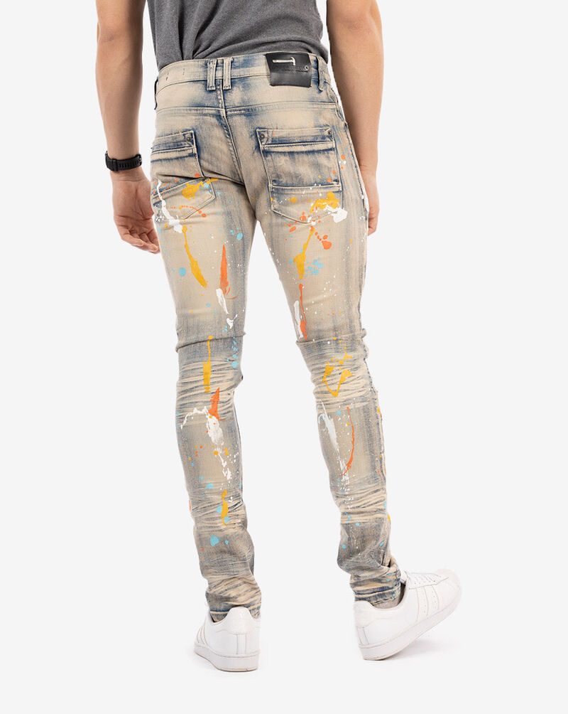 Shop Copper Rivet Printed Ripped Jeans 133011-DIRT blue | SNIPES USA
