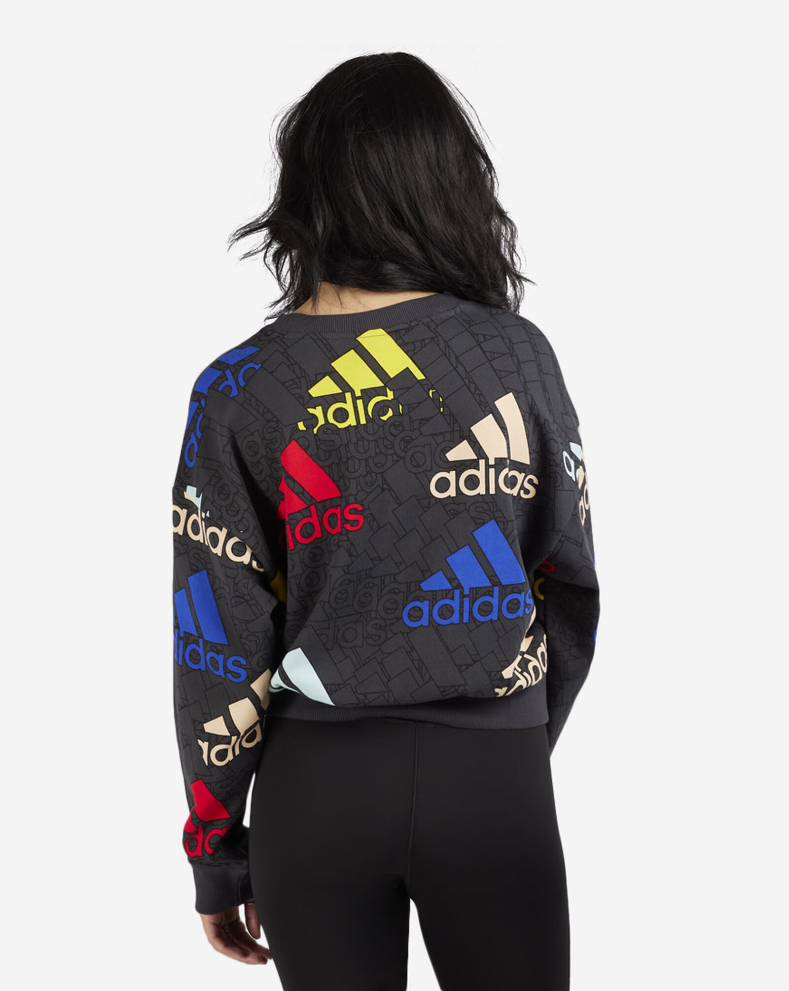 Shop adidas Essentials Multi-Colored Logo Crop Sweatshirt HL4412 black ...