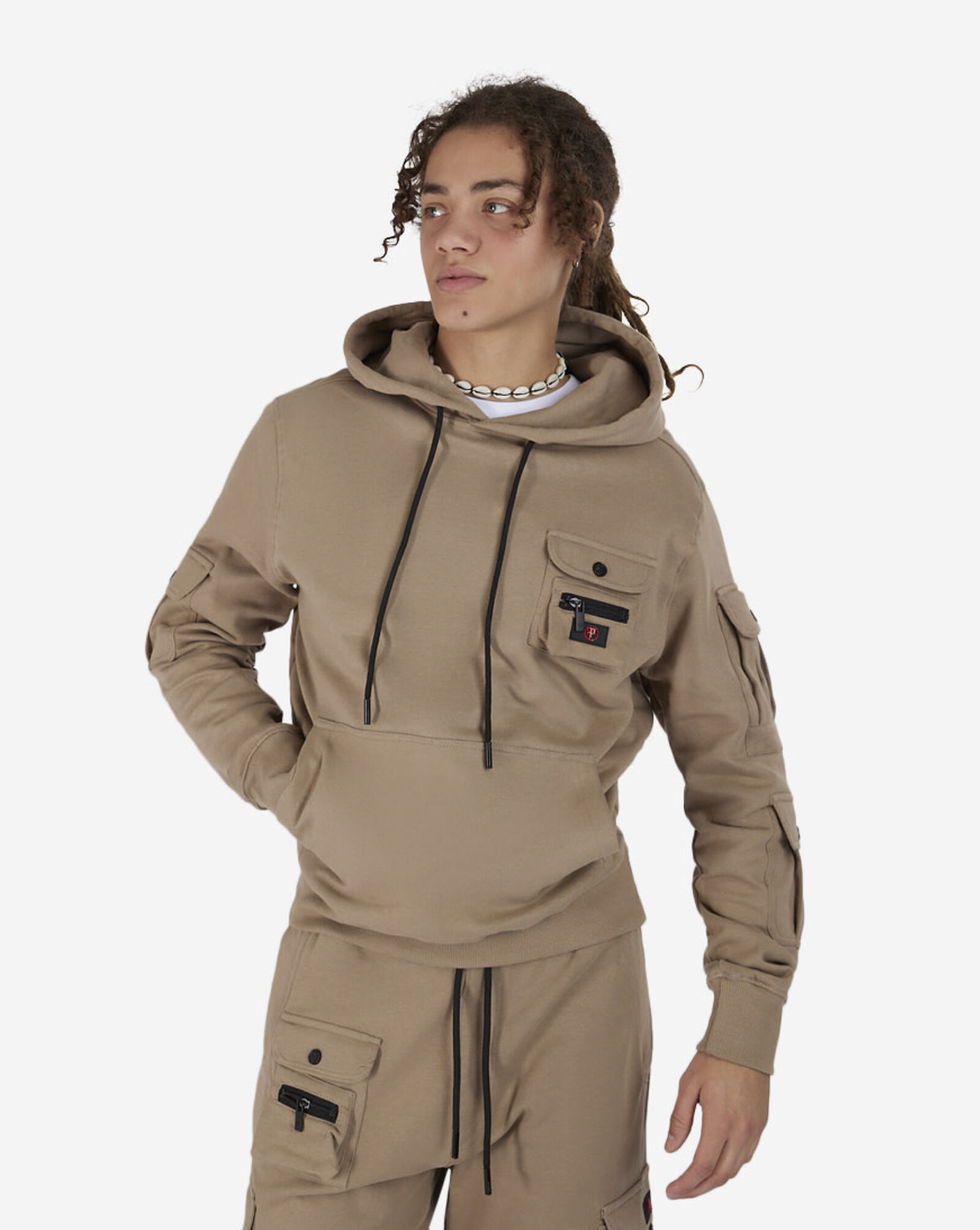 Shop KCGG Multi Pocket Fleece Hoodie PRKT414-LAT beige | SNIPES USA