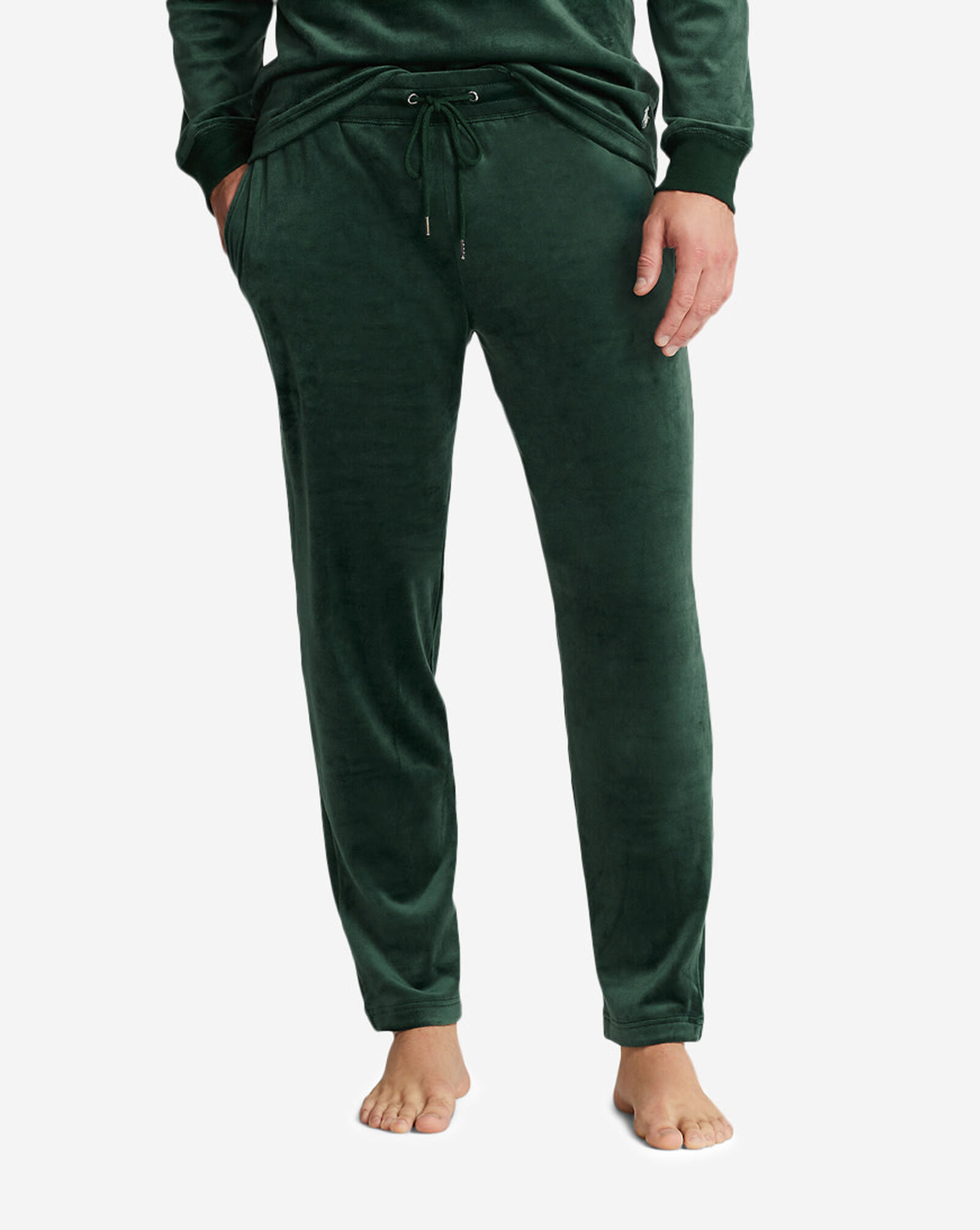 Shop Polo Ralph Lauren Plush Velour Slim Pants PP30HR-AN9N green ...