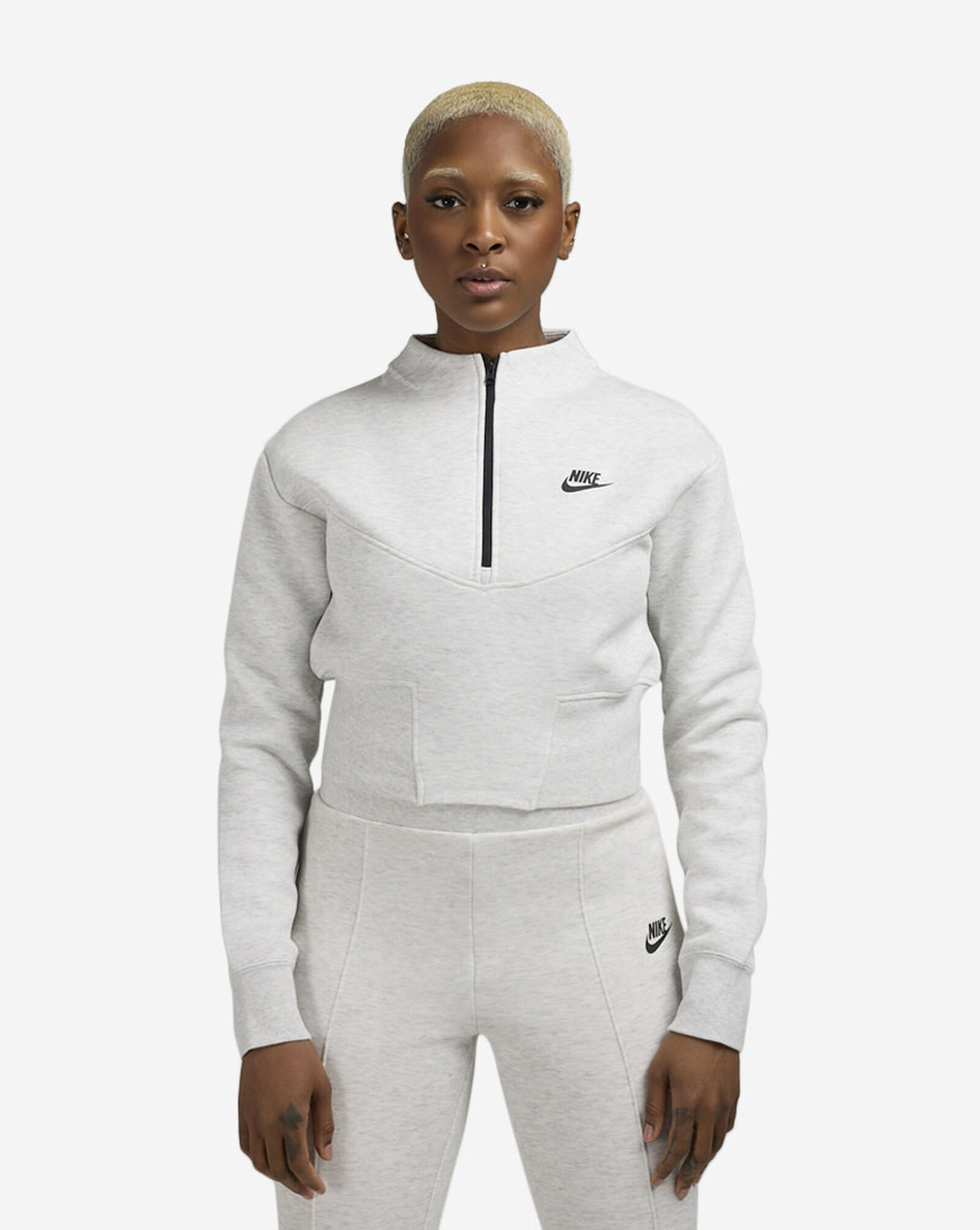Shop Nike NSW Tech Fleece Cropped 1/2-Zip Top HJ1031-013 grey | SNIPES USA