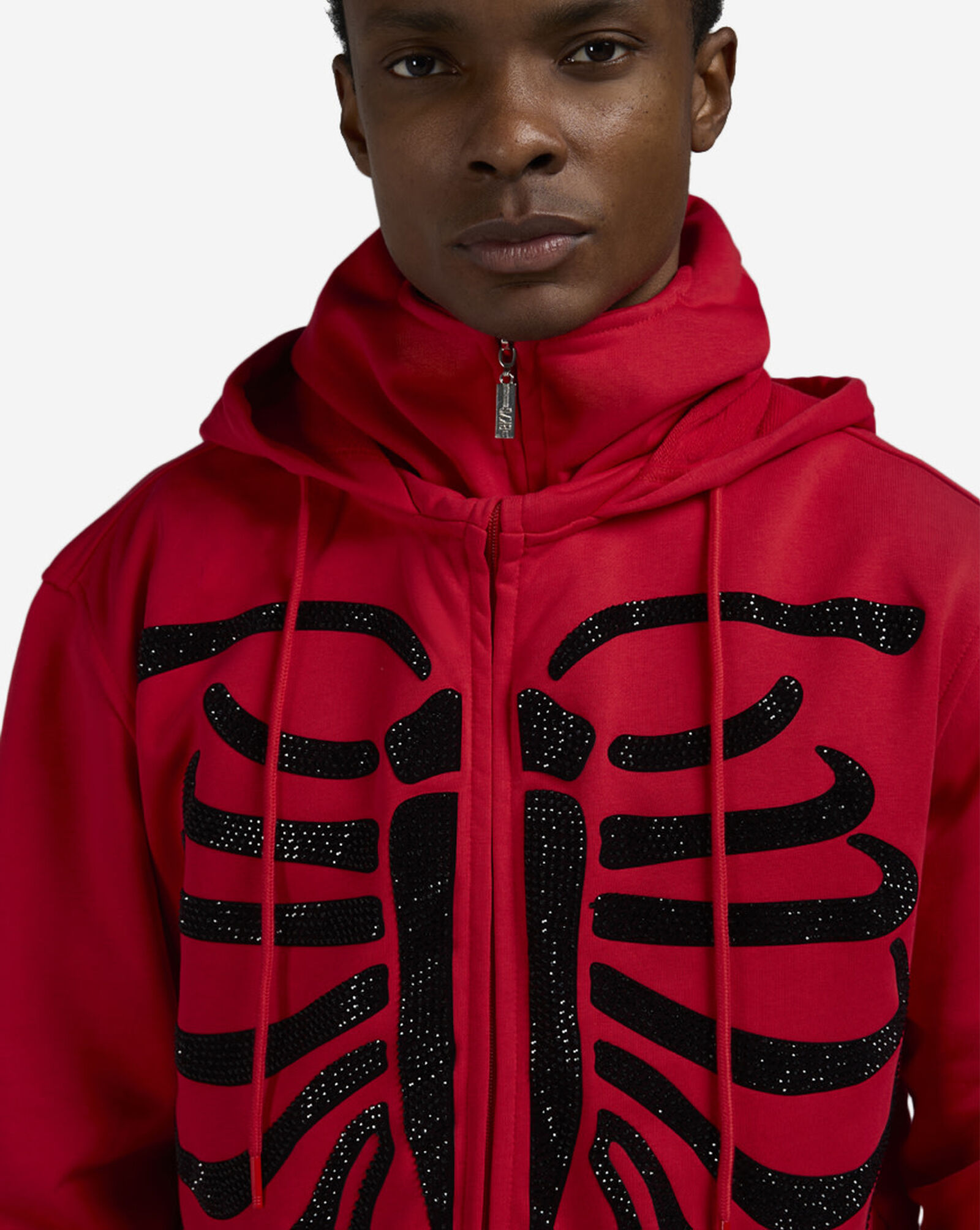 Shop BKYS Apparel Skeleton Full Zip Up Mask Hoodie H1285MS-RED red ...