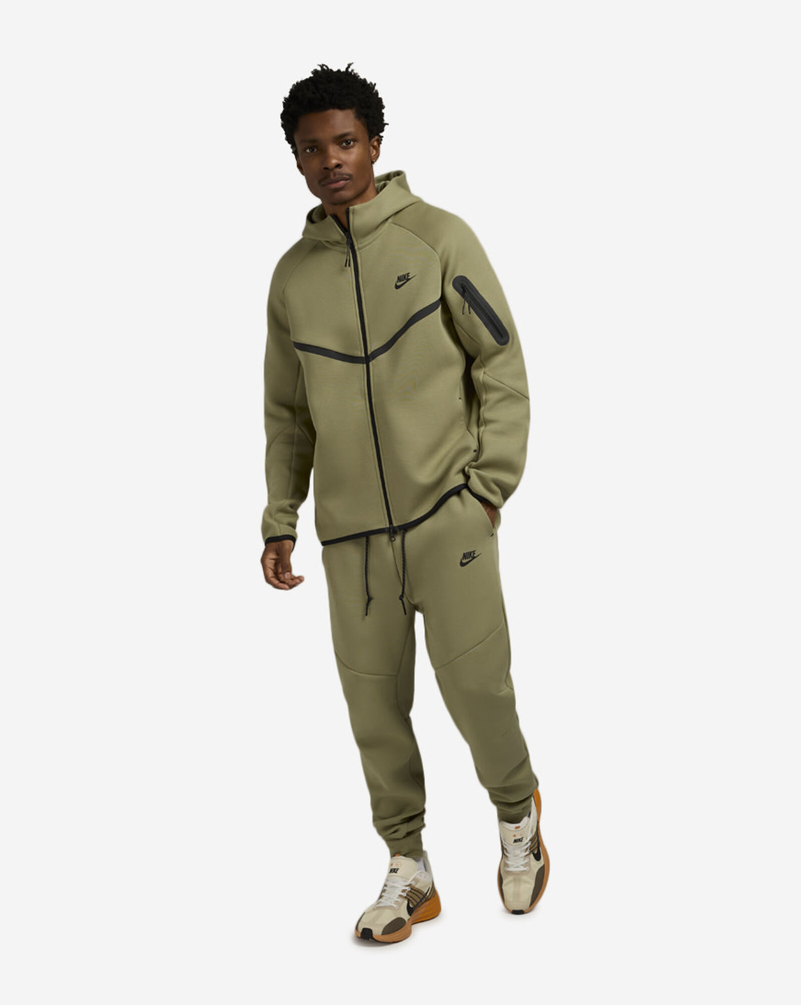 Shop Nike Tech Fleece Full-Zip Windrunner Hoodie HV0949-277 green ...