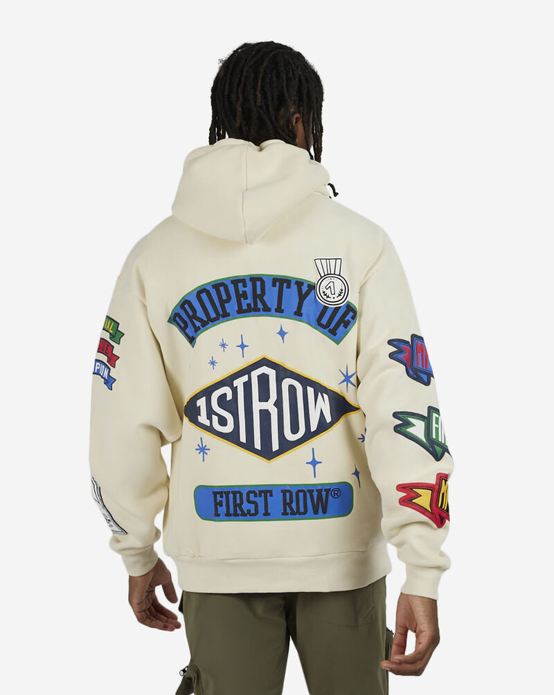 Shop First Row Varsity Art Fleece Pullover Hoodie FRF2436S-CRM beige ...